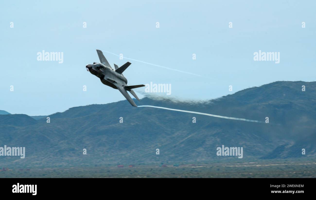 An F-35 Lightning II assigned to the 56th Fighter Wing, performs an ...