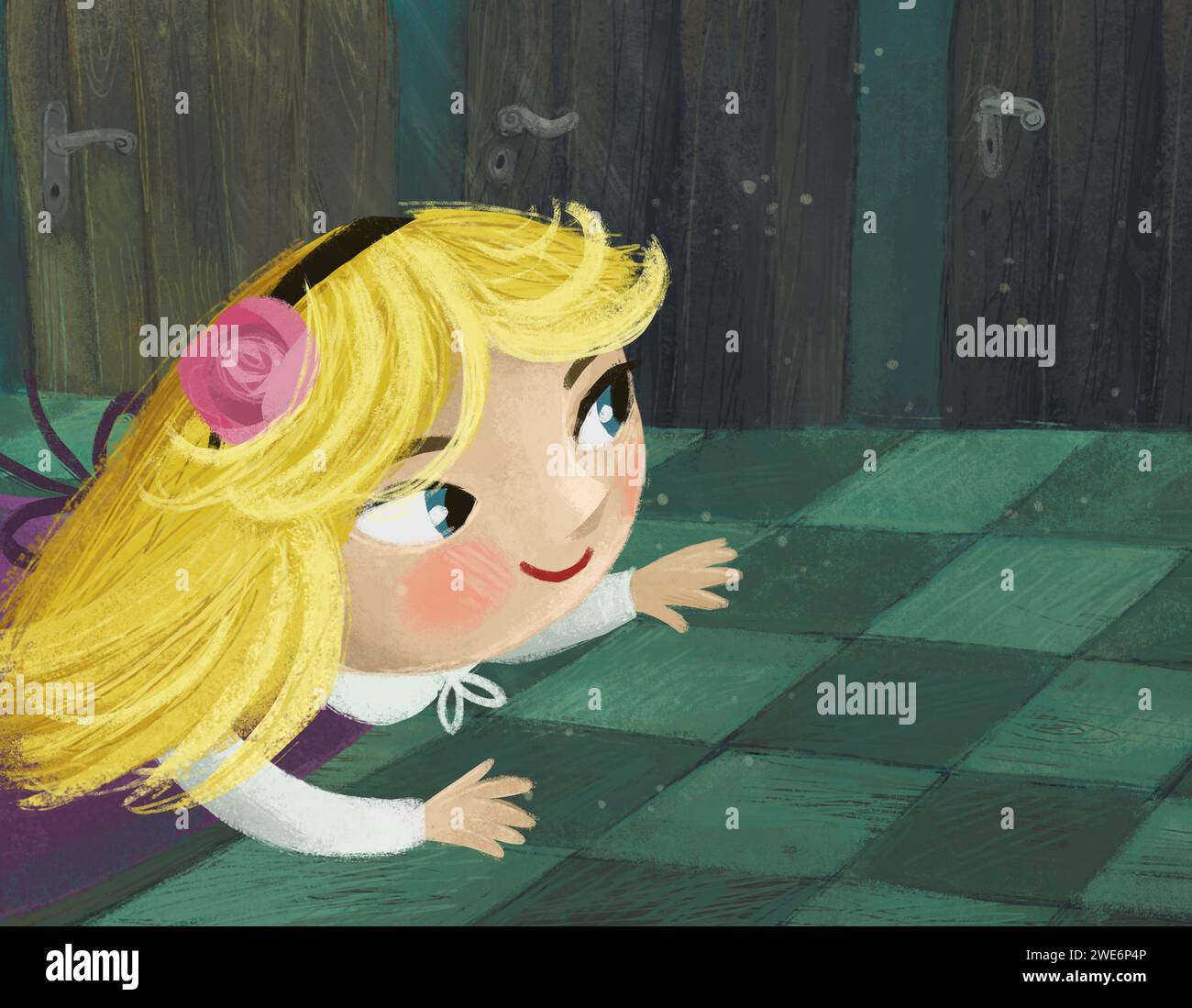 cartoon scene in the hidden room of some castle like house with lots of ...