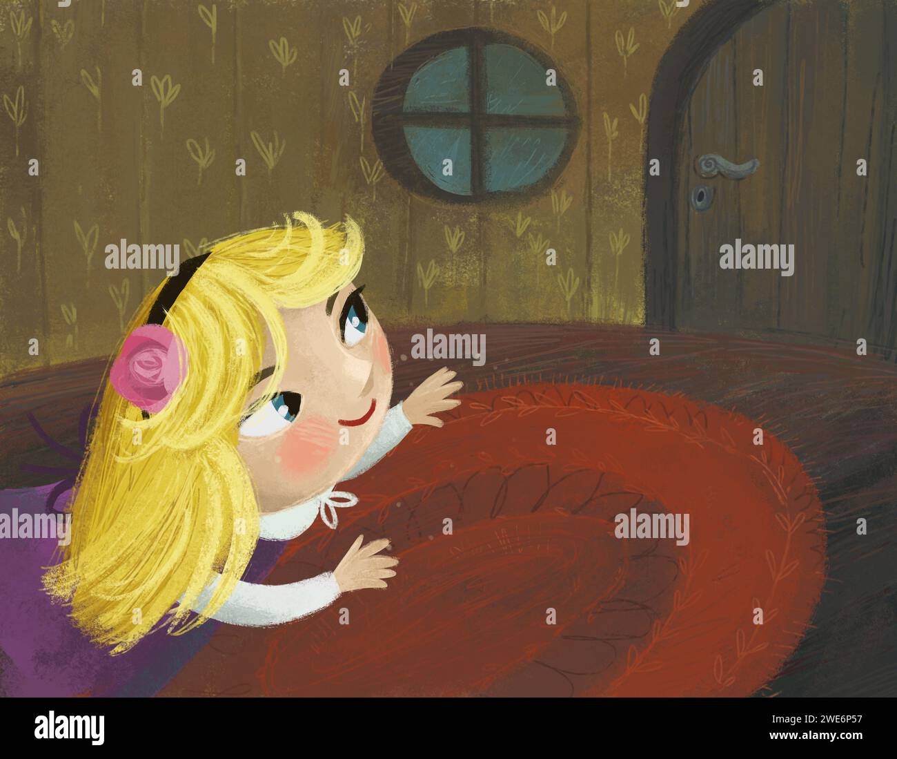 cartoon scene in the hidden room of some cosy house like house with ...