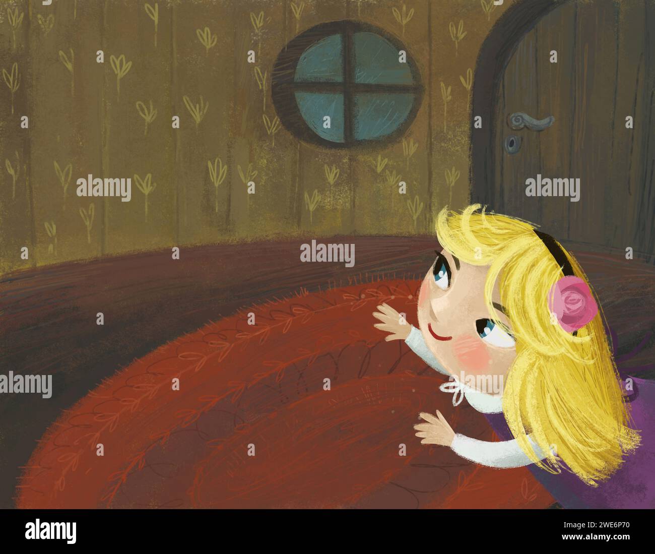 cartoon scene in the hidden room of some cosy house like house with ...