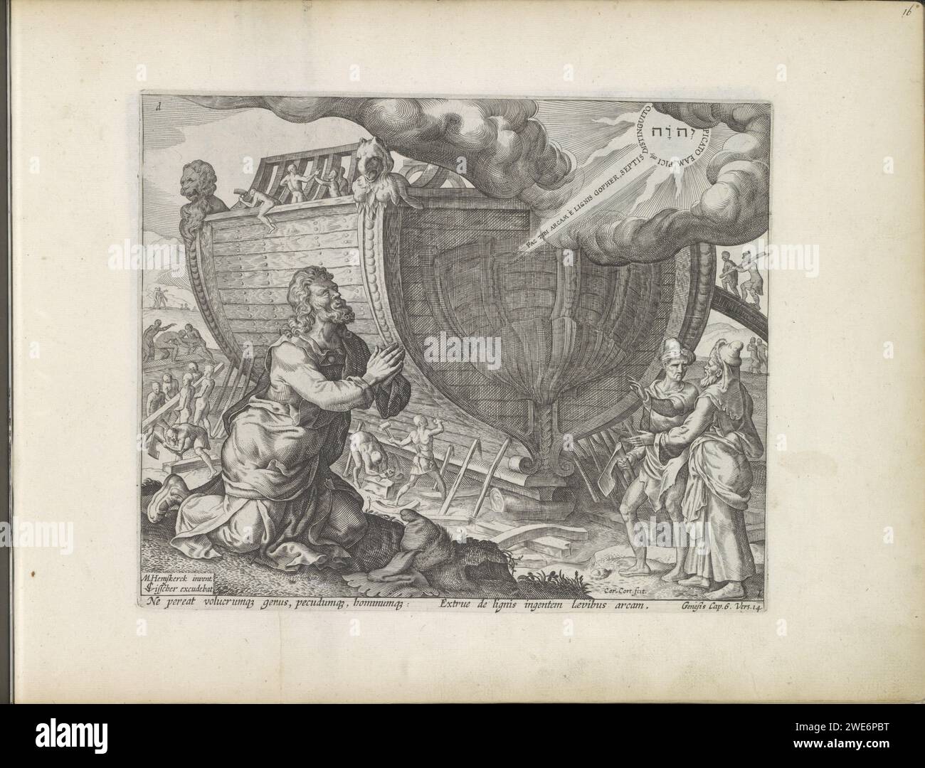 God is wearing Noah on the Ark, 1643 print On the left in the ...