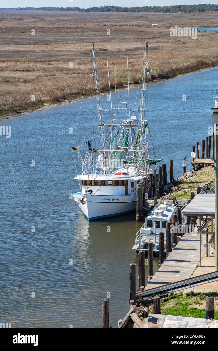 Commercial shrimp boat Nanny Granny docked at Bayou Caddy Fisheries in ...