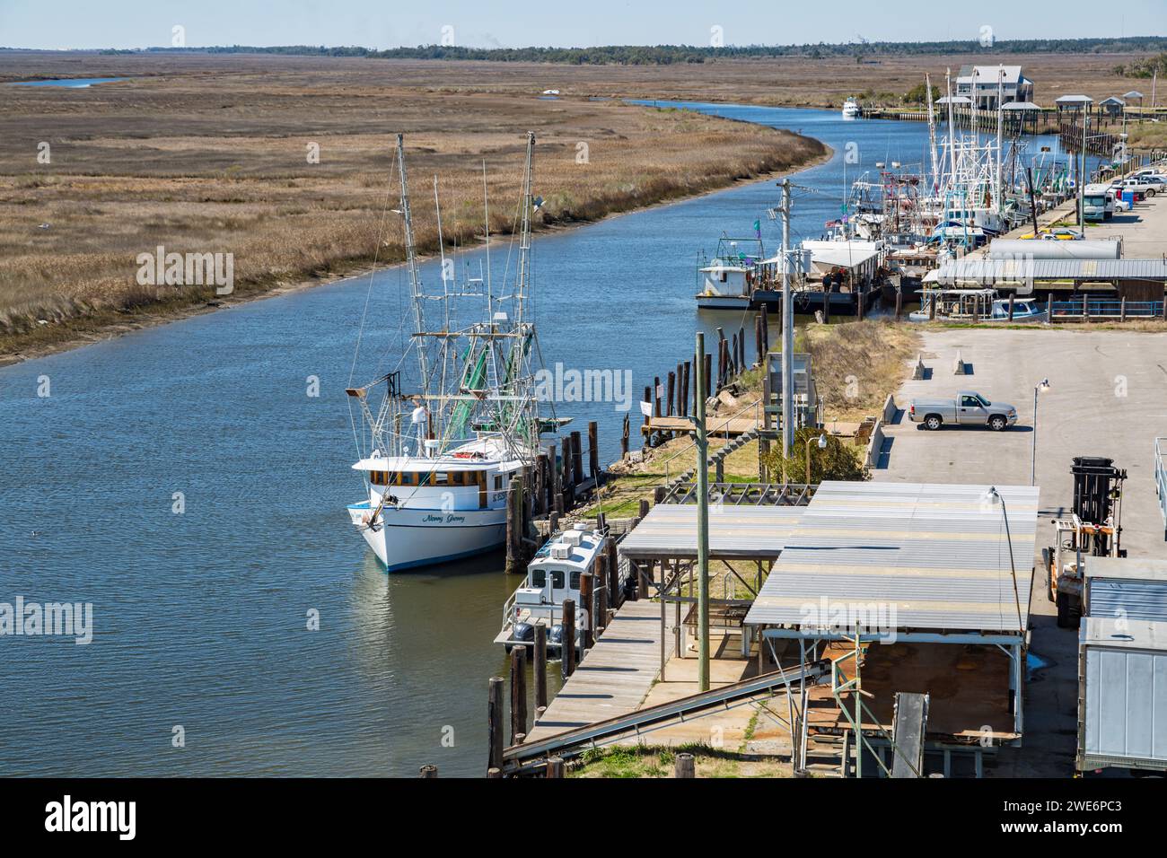 Commercial shrimp boat Nanny Granny docked at Bayou Caddy Fisheries in ...