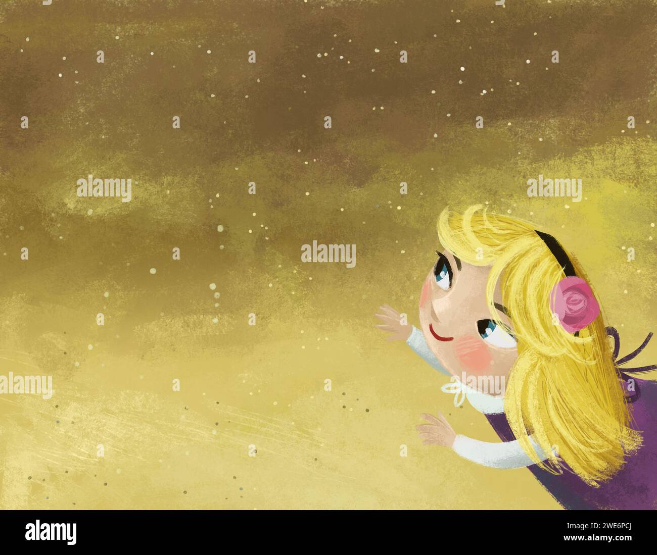 cartoon scene with golden autumn sky like background with wind and ...