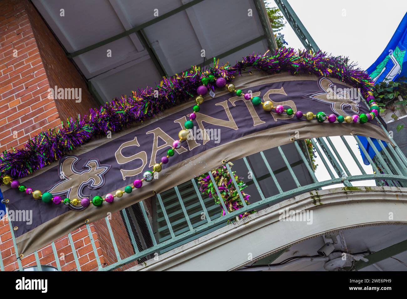 Banner supporting the Saints NFL football team with Mardi Gras ...