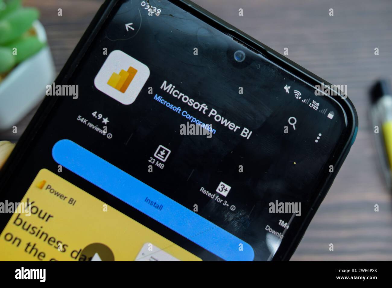 Microsoft Power BI application on Smartphone screen. Power BI is a ...