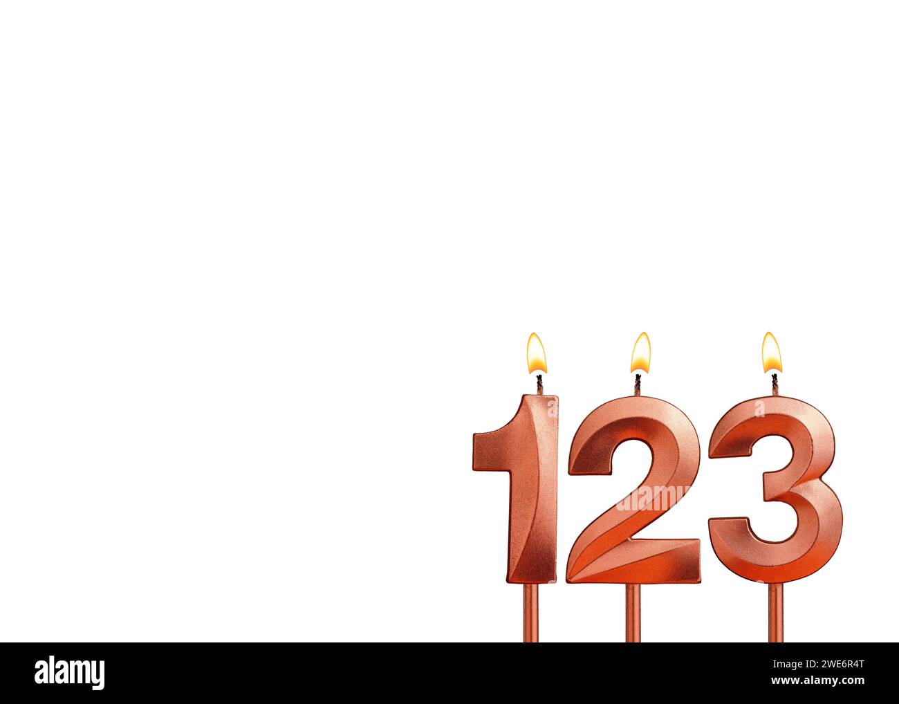 Birthday candle number 123 on white background Stock Photo - Alamy