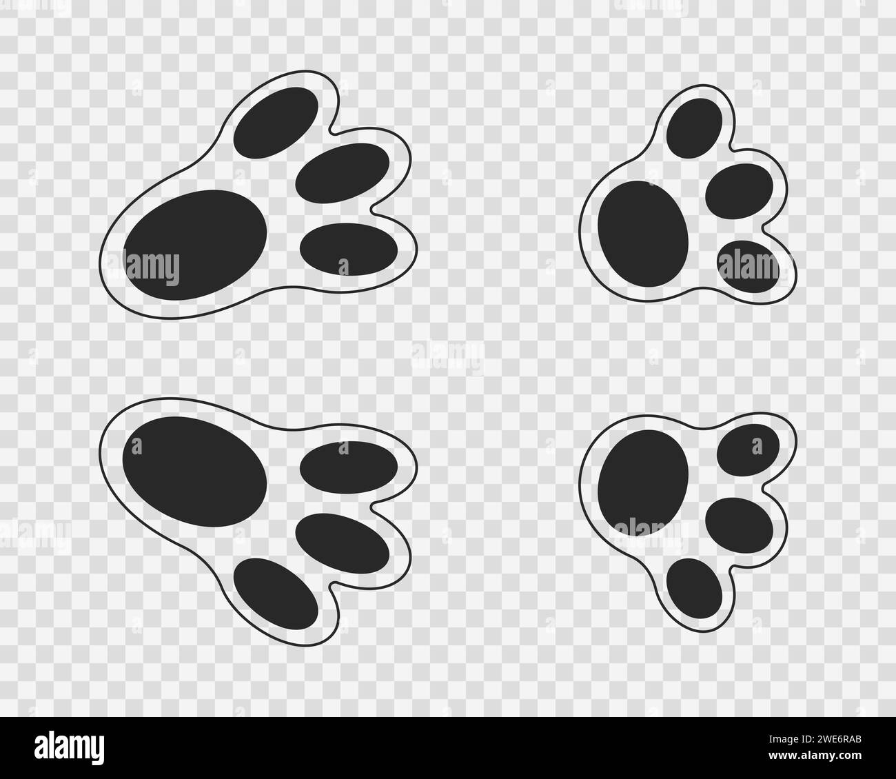 Bunny feet print. Cute black rabbit paws on transparent background ...