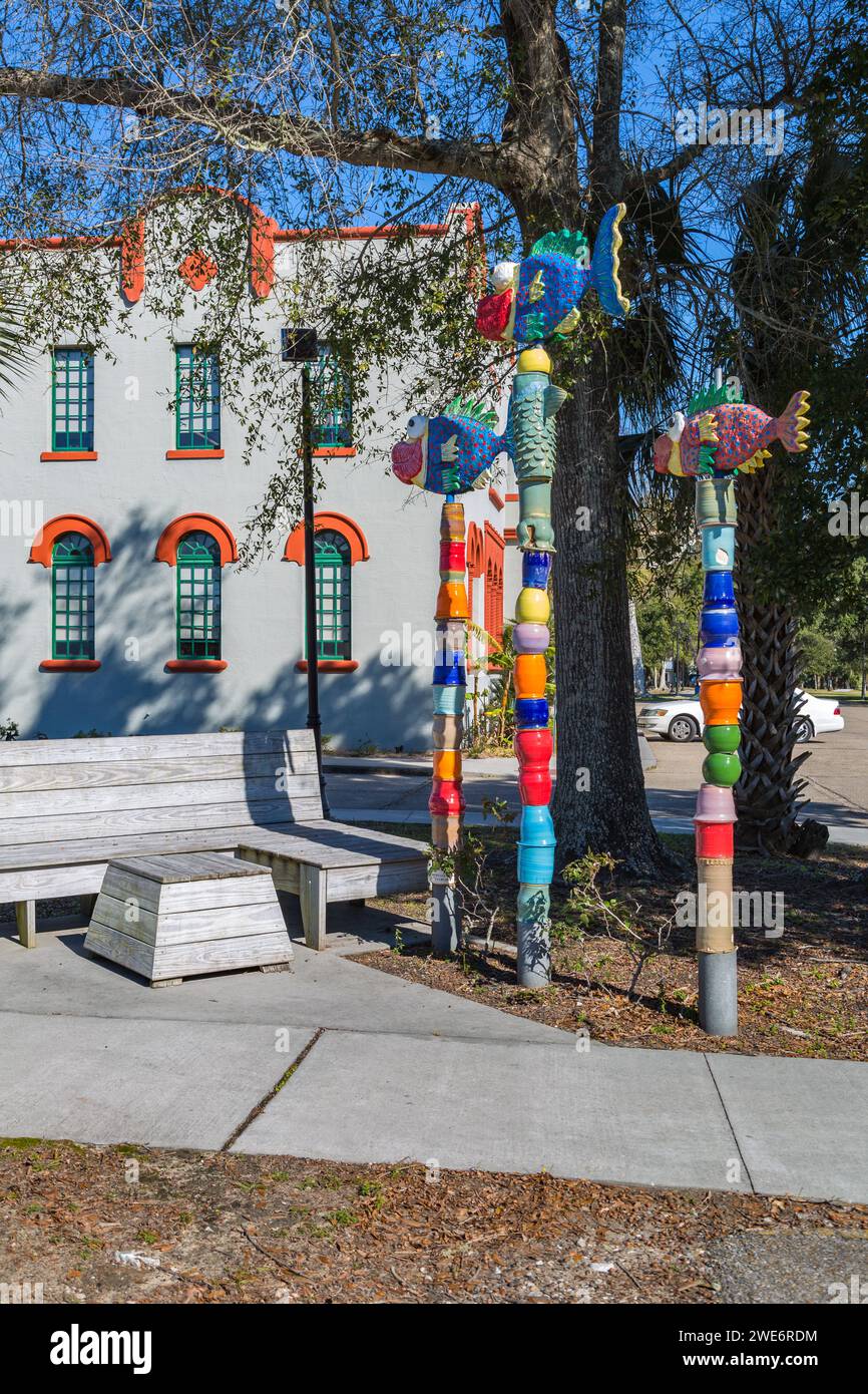 Artistic colorful ceramic sculptures outside the L&N Train Station in ...