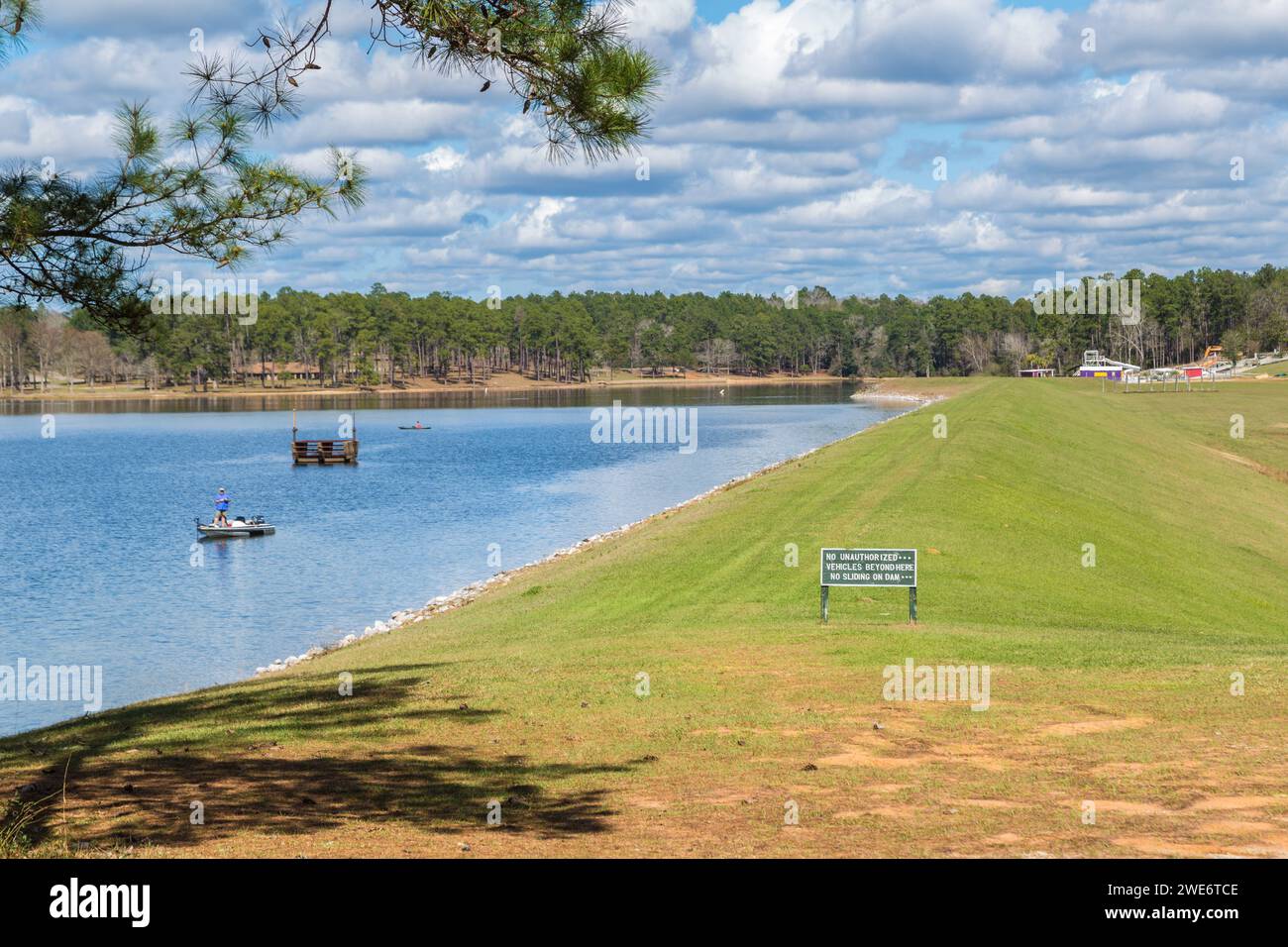 Earth embankment dam of the Flint Creek Reservoir at the Flint Creek ...