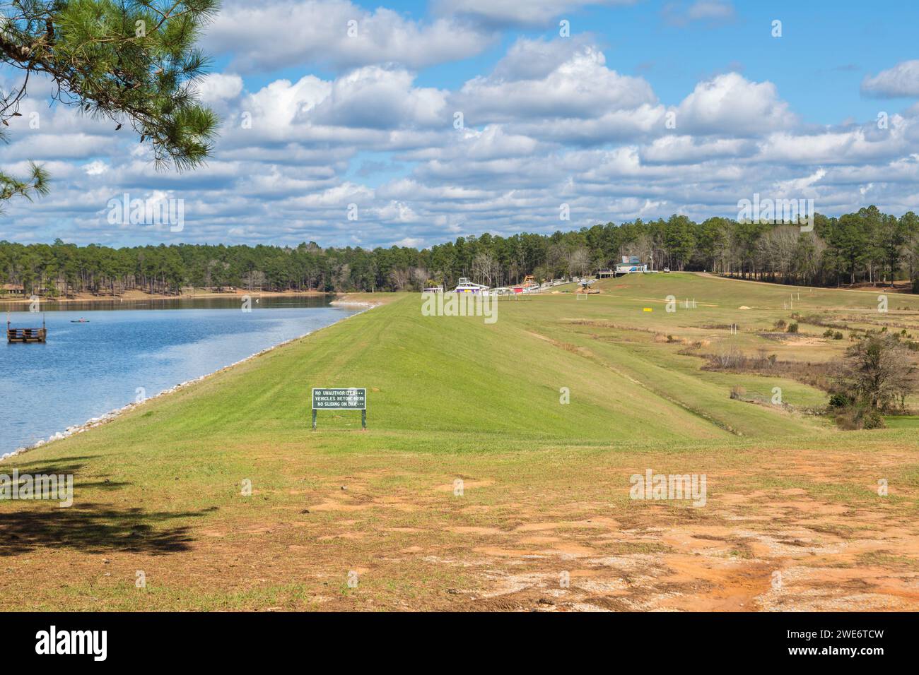 Earth embankment dam of the Flint Creek Reservoir at the Flint Creek ...