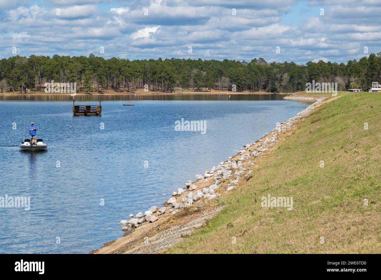 Earth embankment dam of the Flint Creek Reservoir at the Flint Creek ...
