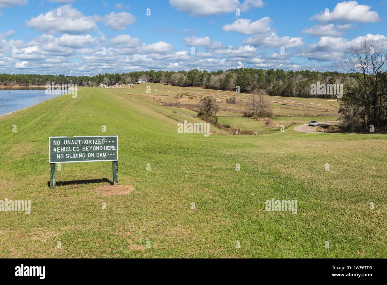 Earth embankment dam of the Flint Creek Reservoir at the Flint Creek ...