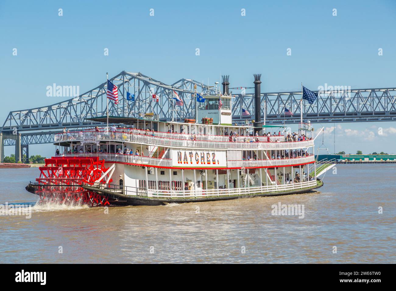 Natchez paddlewheel riverboat on the Mississippi River in New Orleans ...