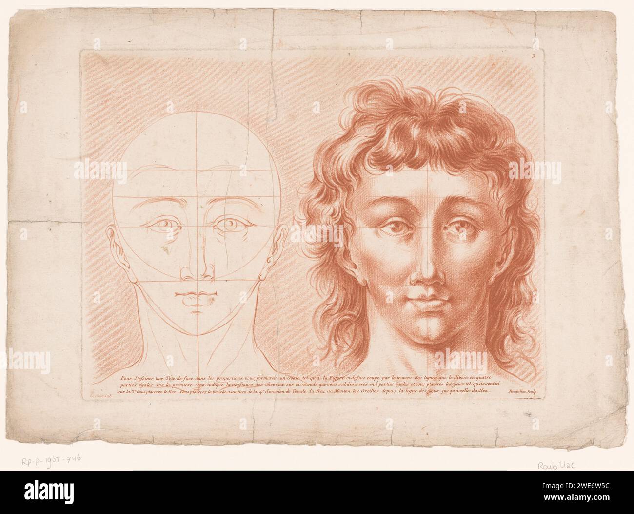 Two men's heads, one of which is in schematic view, Roubillac, 1749 ...