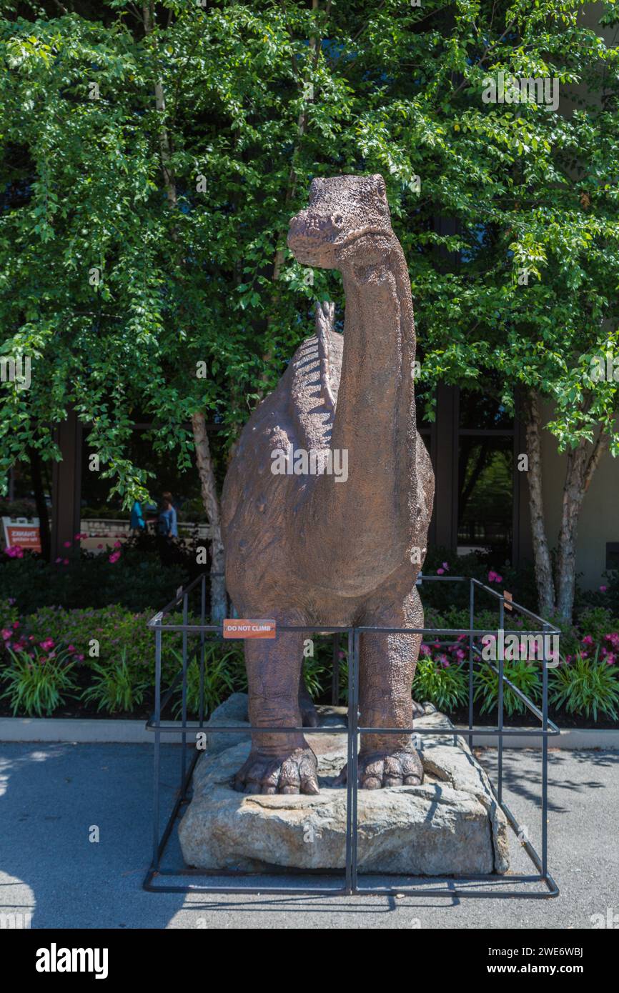 Dinosaur sculpture outside the Creation Museum in Petersburg, Kentucky ...