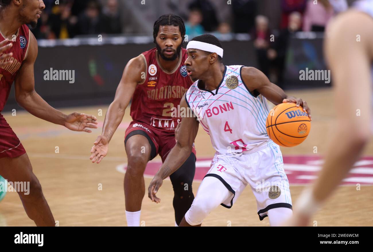 Bonn, Deutschland. 23rd Jan, 2024. Corey Walden (Galatasaray), Glynn Watson (Bonn), BCL ...