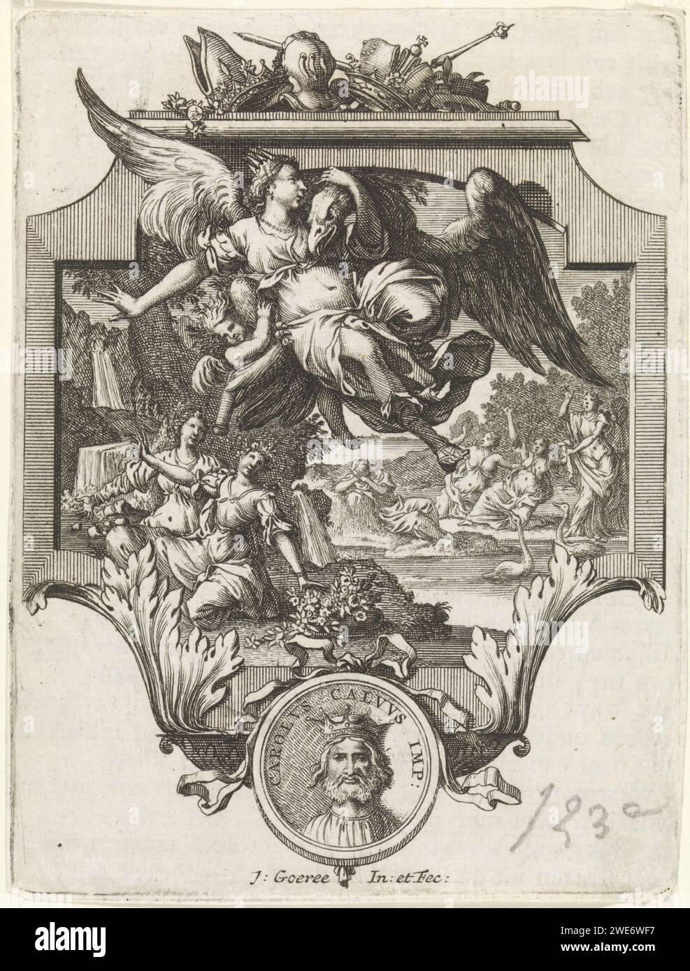 Jupiter and Aegina, Jan Goeree, 1710 print In a framework the abduction ...