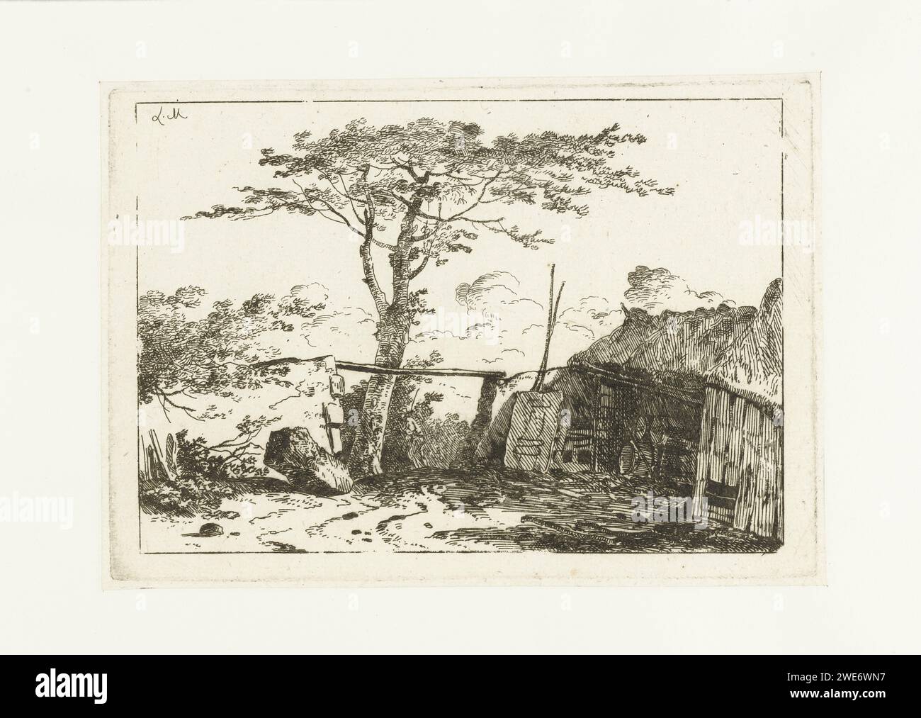 Barn at an entrance of a yard, Louis Gabriel Moreau, 1770 - 1779 print ...