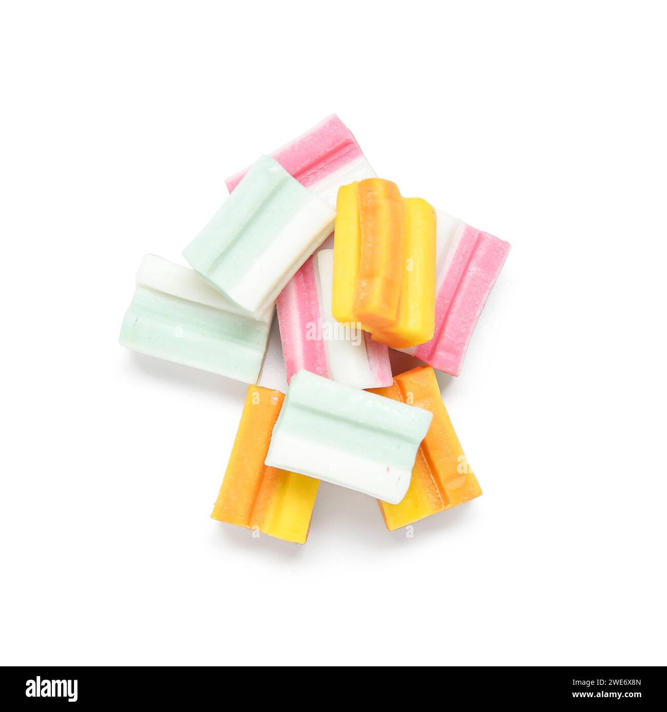 Color chewing gums on white background Stock Photo - Alamy