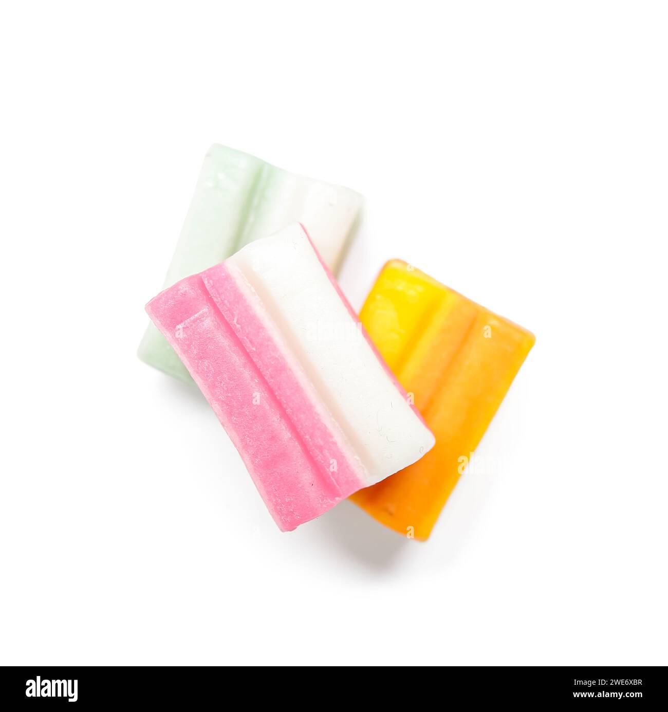 Color chewing gums on white background Stock Photo - Alamy