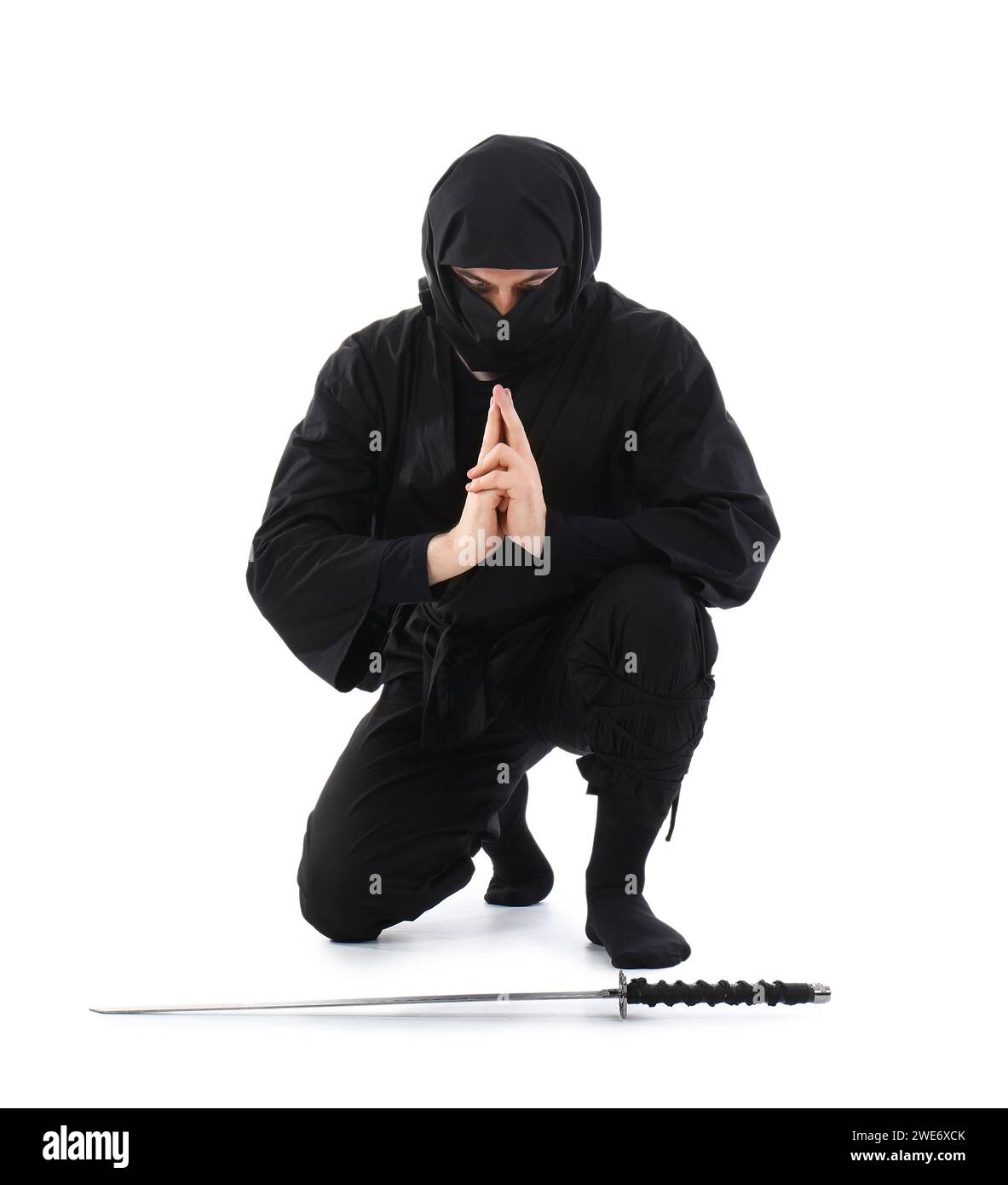 Male ninja isolated on white Stock Photo - Alamy