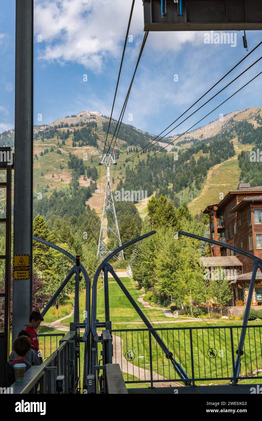 Jackson Hole Aerial Tram carries passengers to the 10,932 feet high ...