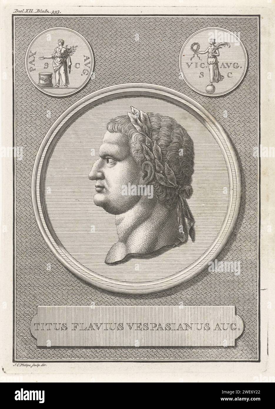 Portrait of Emperor Titus, Jan Caspar Philips, 1746 print Medal with ...