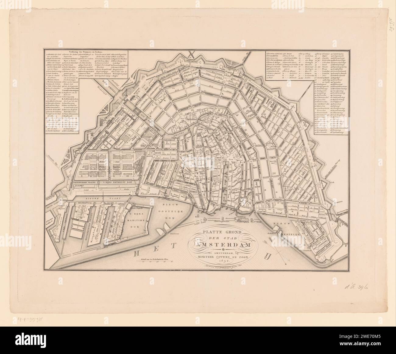 Map of Amsterdam, Daniël Vulawaard (II), 1832 print Amsterdam paper etching maps of cities ...