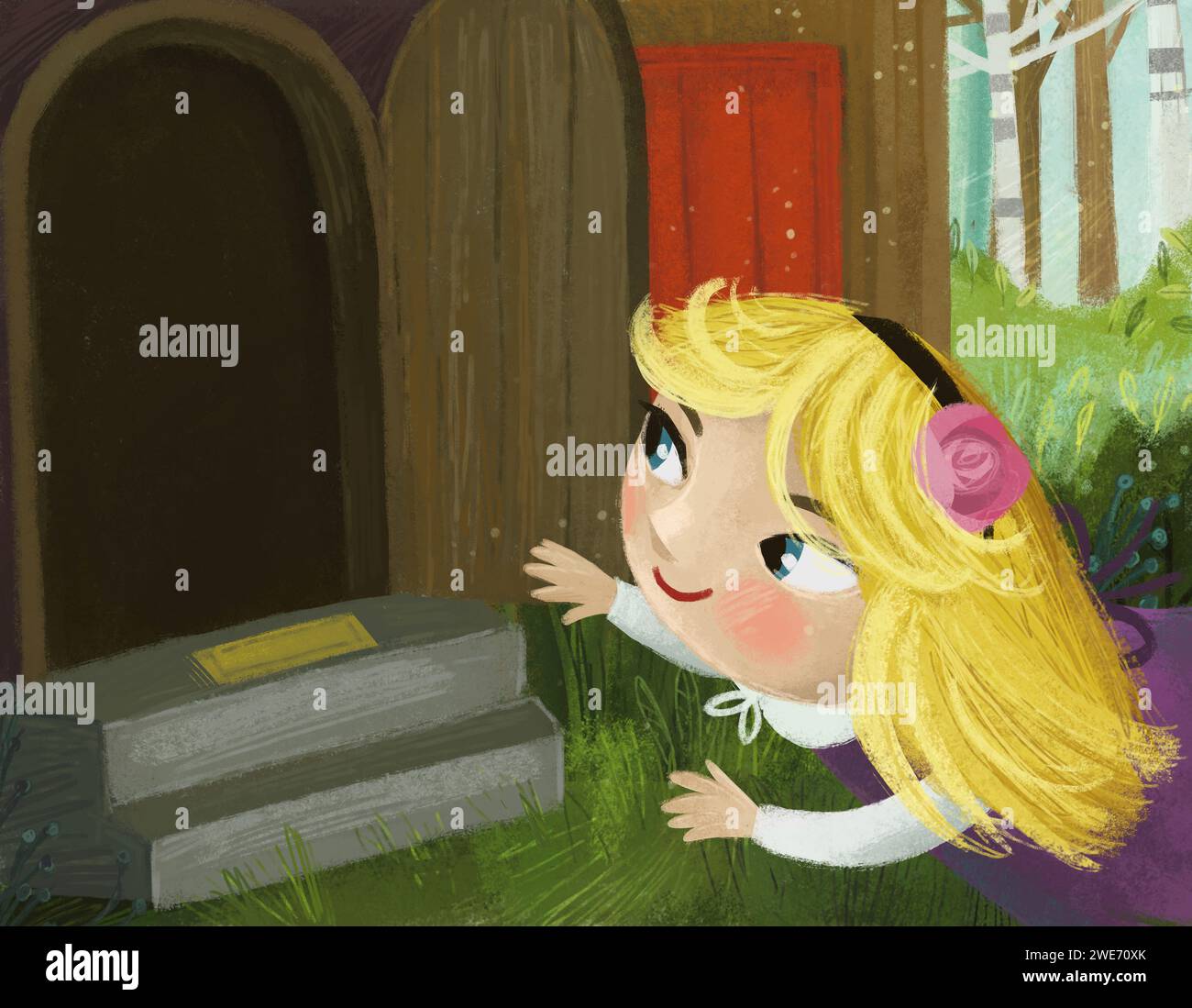 cartoon scene in the hidden room of some cosy house like house with ...