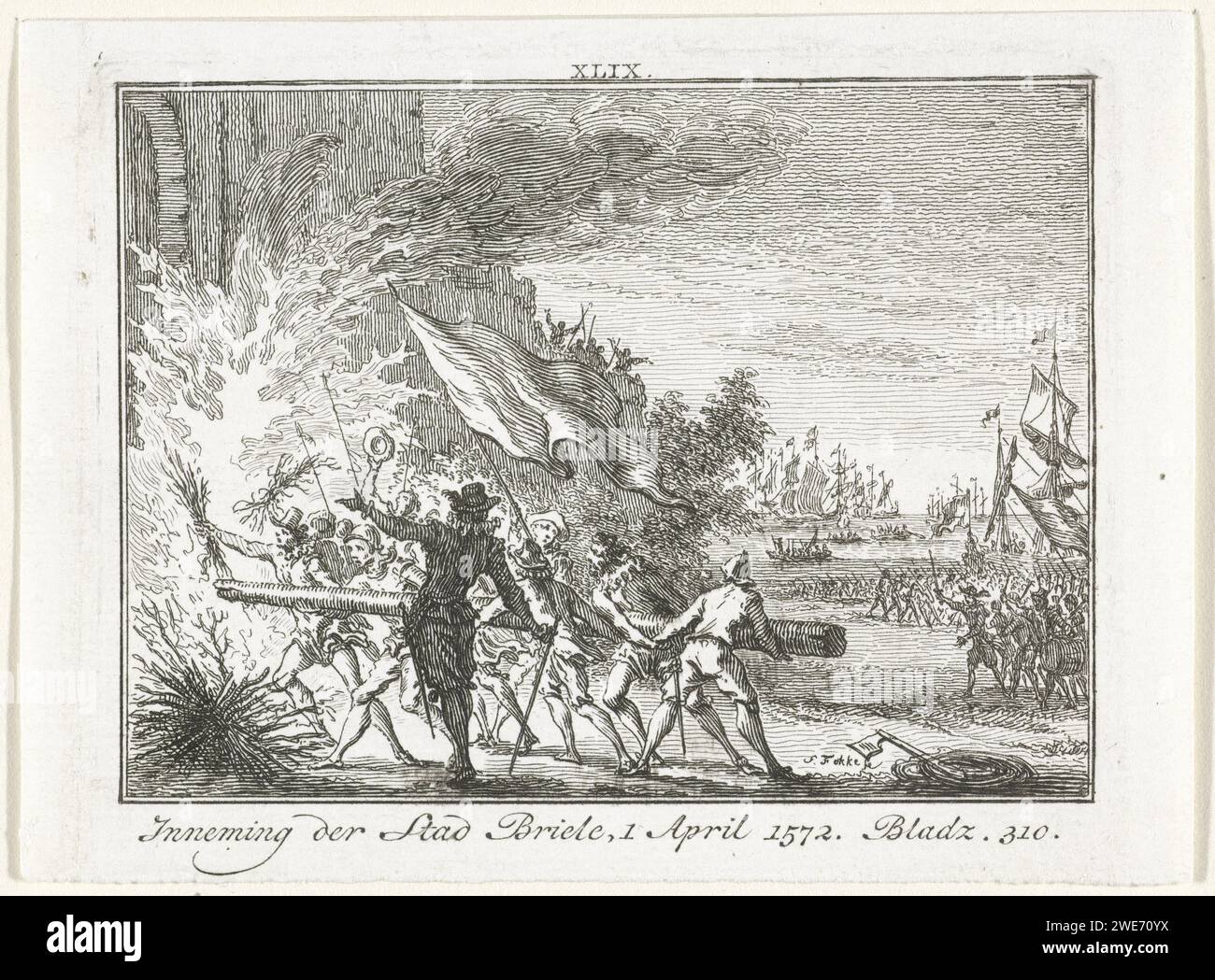 Intake of Brielle, 1572, Simon Fokke, 1752 - 1782 print Presentation ...