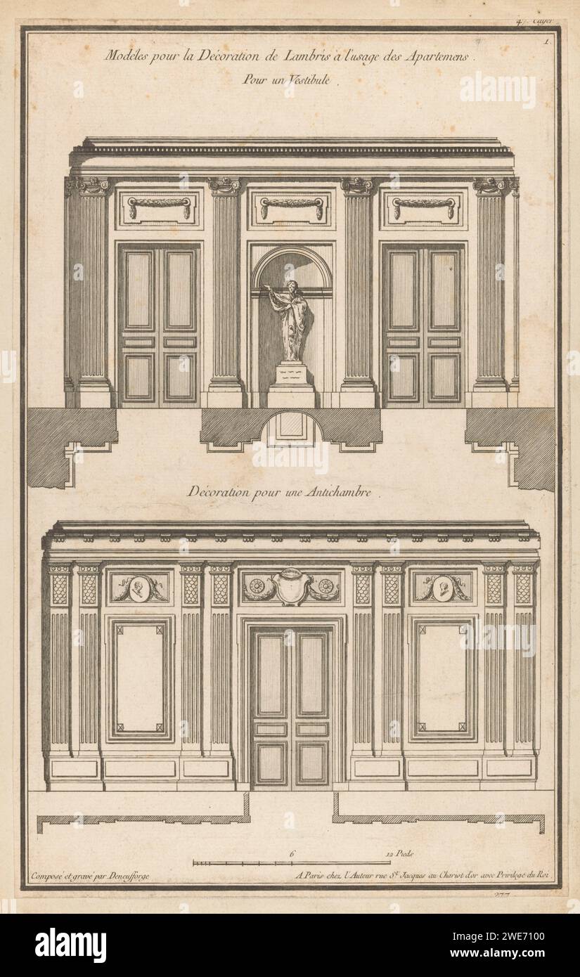 Vestibule in anteroom, Jean François de Neufforge, 1761 print A ...