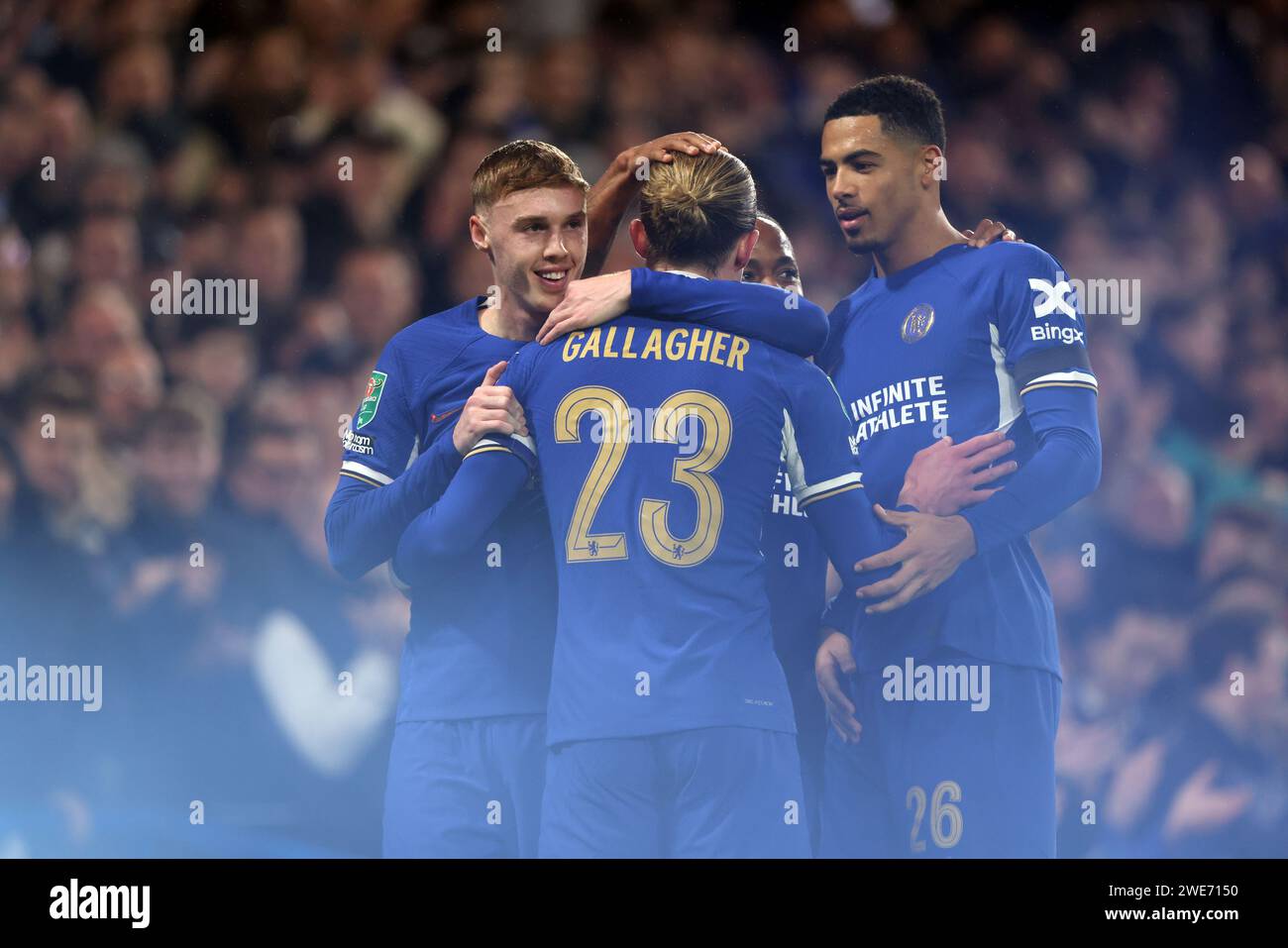 London, UK. 23rd Jan, 2024. Cole Palmer (C) Raheem Sterling (C), Levi ...