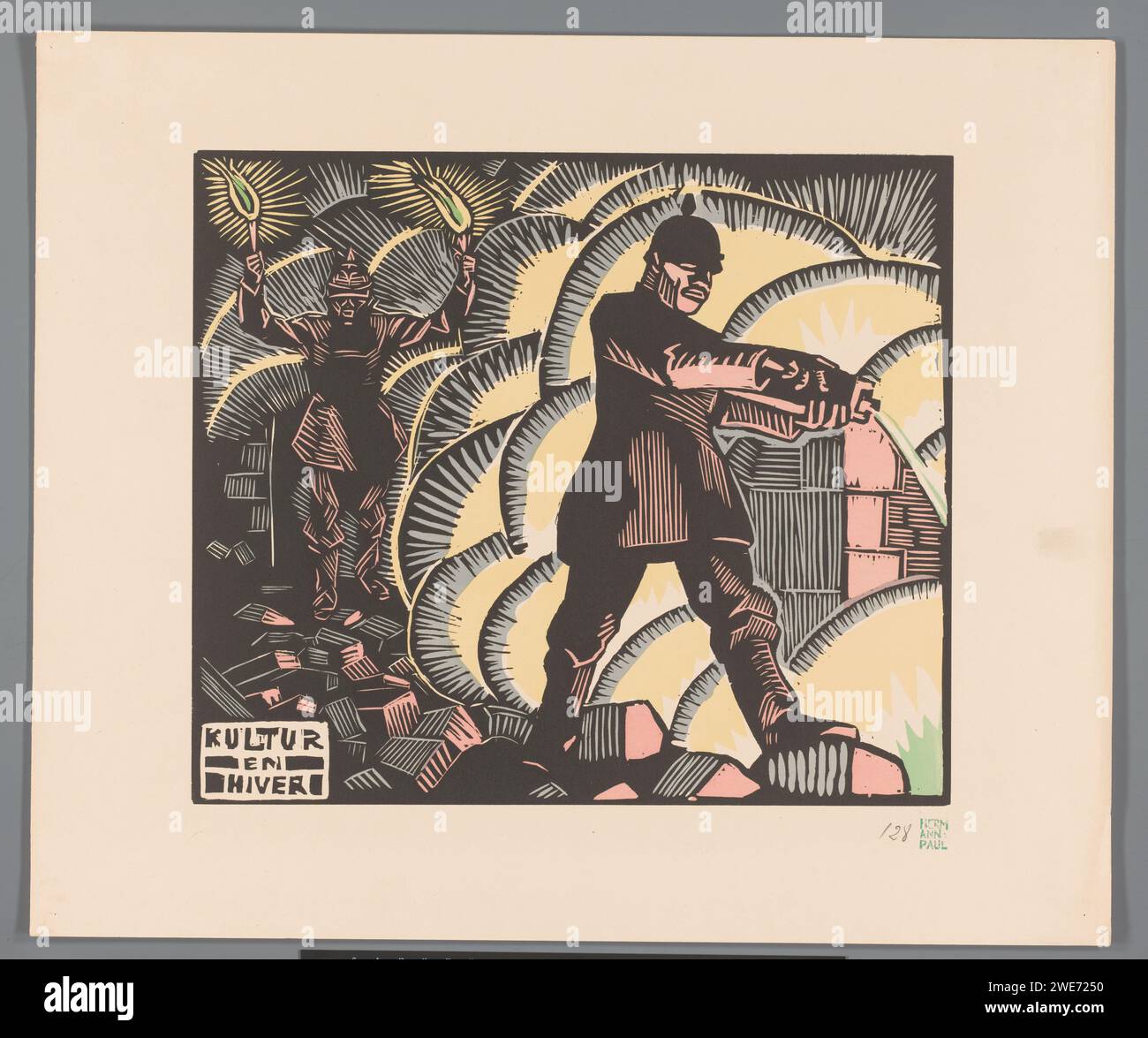 Soldiers are on fire, Georges Hermann Rene Paul, 1915 print Paris paper ...