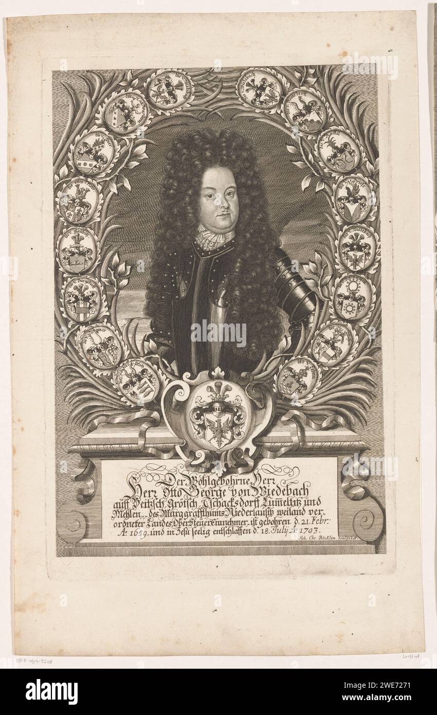 Portrait van Otto George von Wiedebach, Johann Christoph Boecklin, 1703 ...
