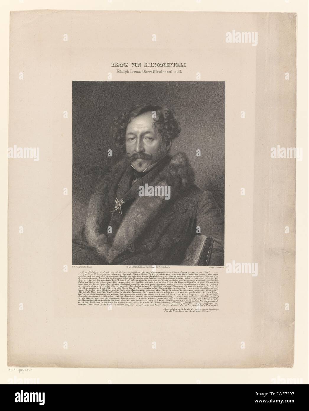 Portrait van Franz von Schwanenfeld, Ernst Friedrich Oldermann, after ...