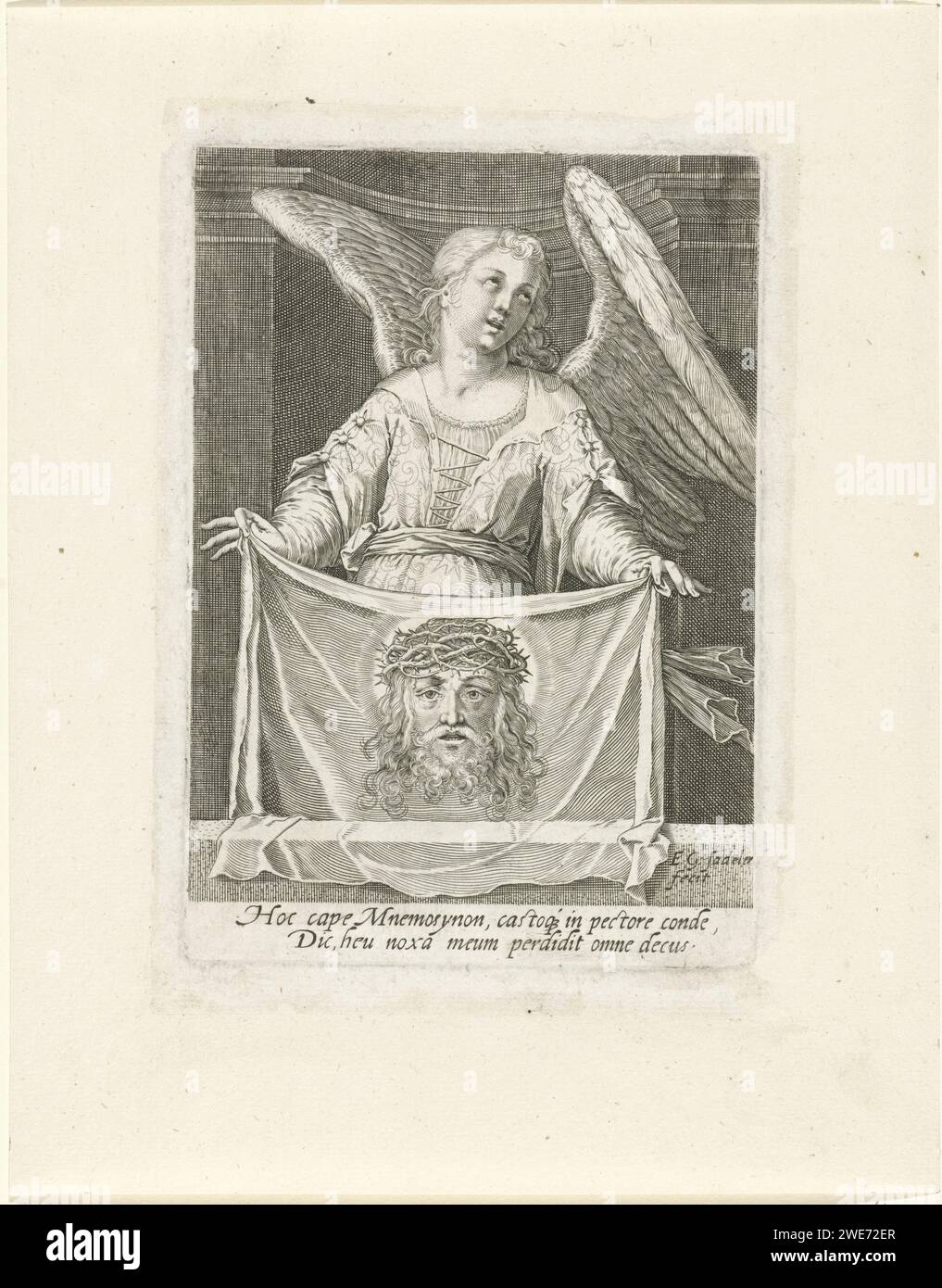 Angel with the sweat cloth of Veronica, Aegidius Sadeler (II), 1580 ...