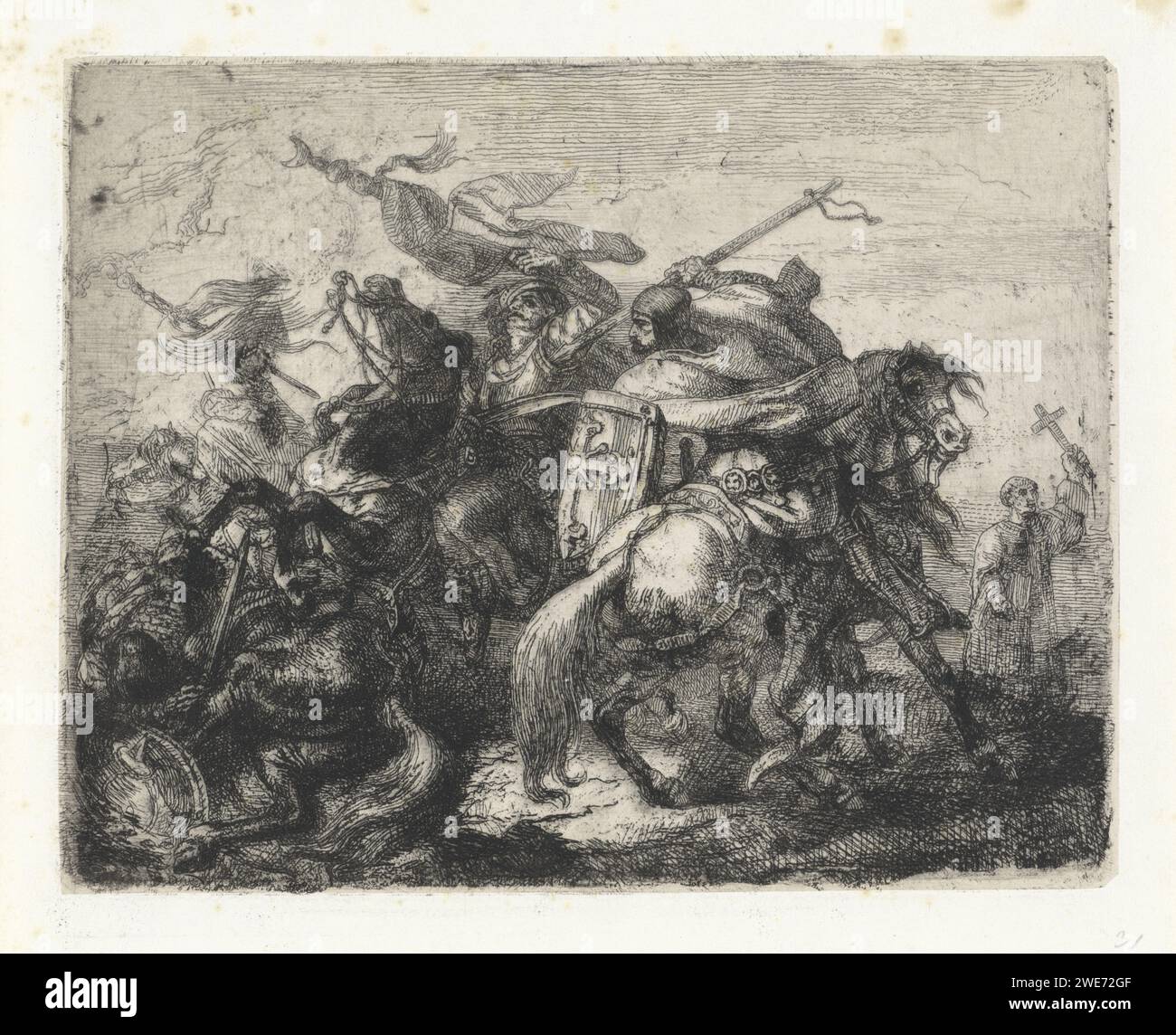 Battle of Crusaders, Theodoor Schaepkens, 1825 - 1883 print paper ...