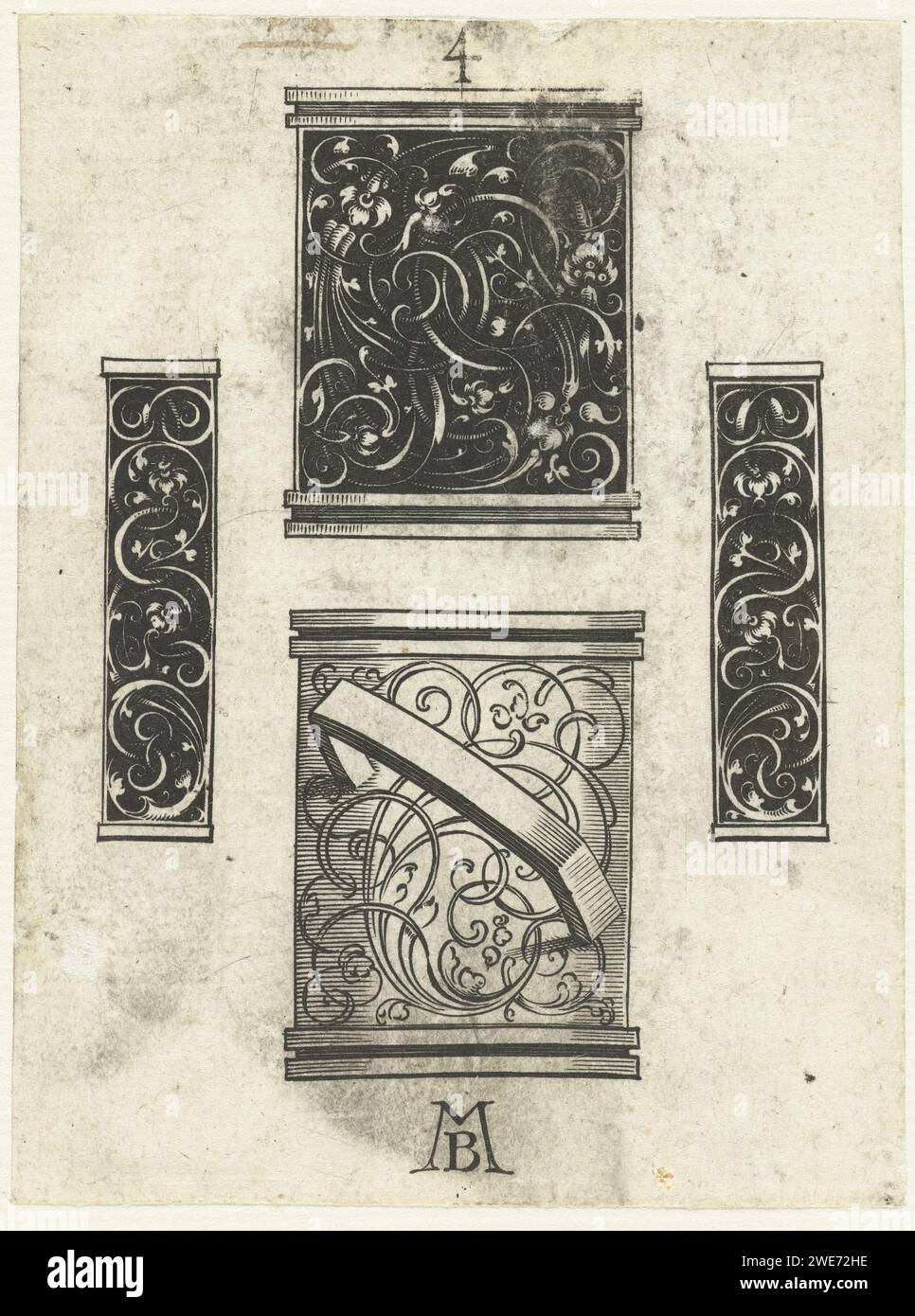 Two mouth cans and two small flat decorations, Michiel le Blon, after ...