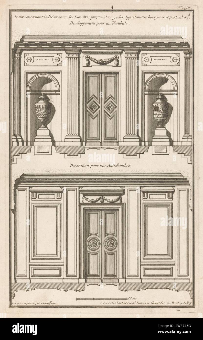 Vestibule in anteroom, Jean François de Neufforge, 1760 print A ...