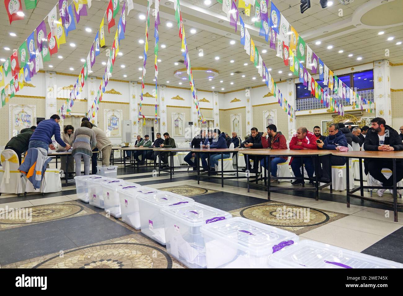 At the referendum centre of DEM Party, after the voting is over, the ...