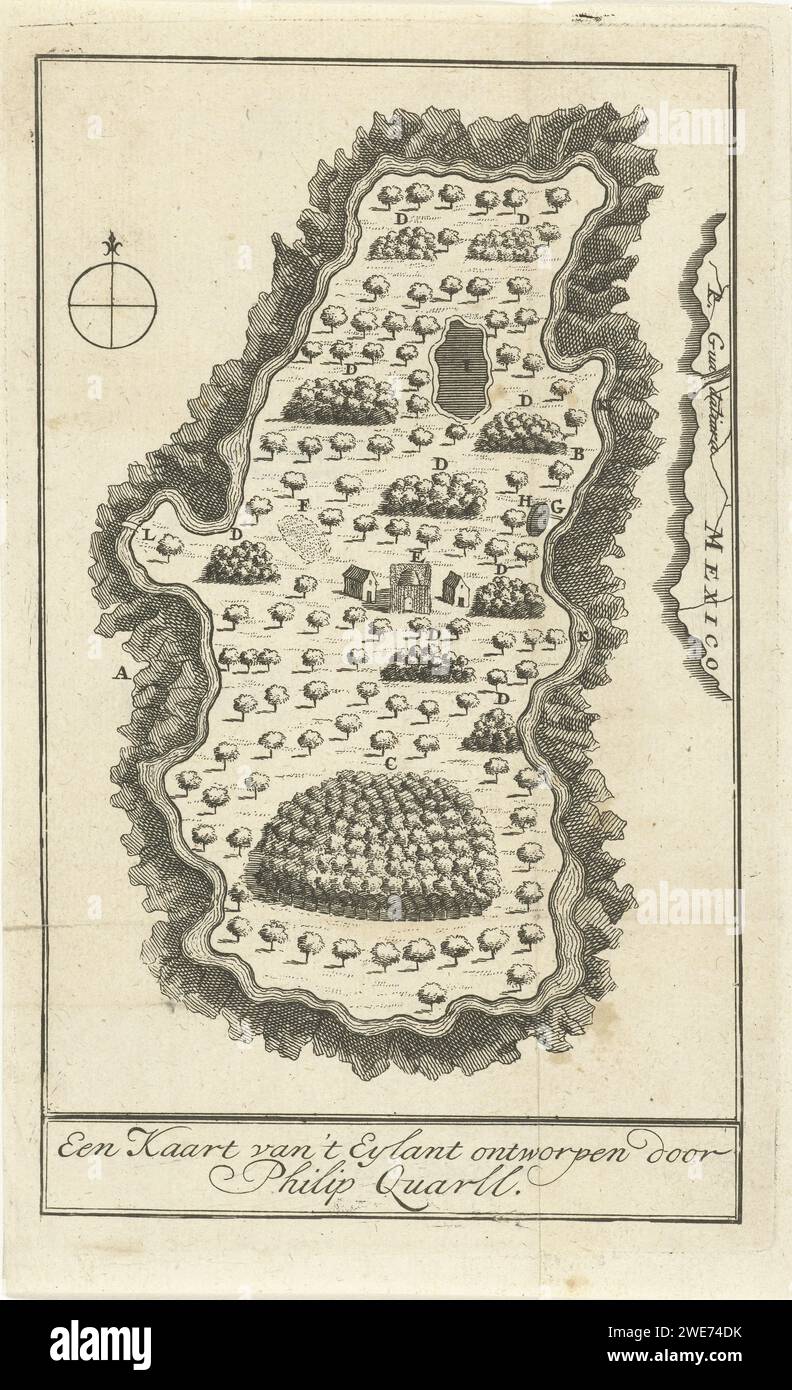 Map of the island of the Hermit Philip Quarll, Jacques Collan (Possible ...