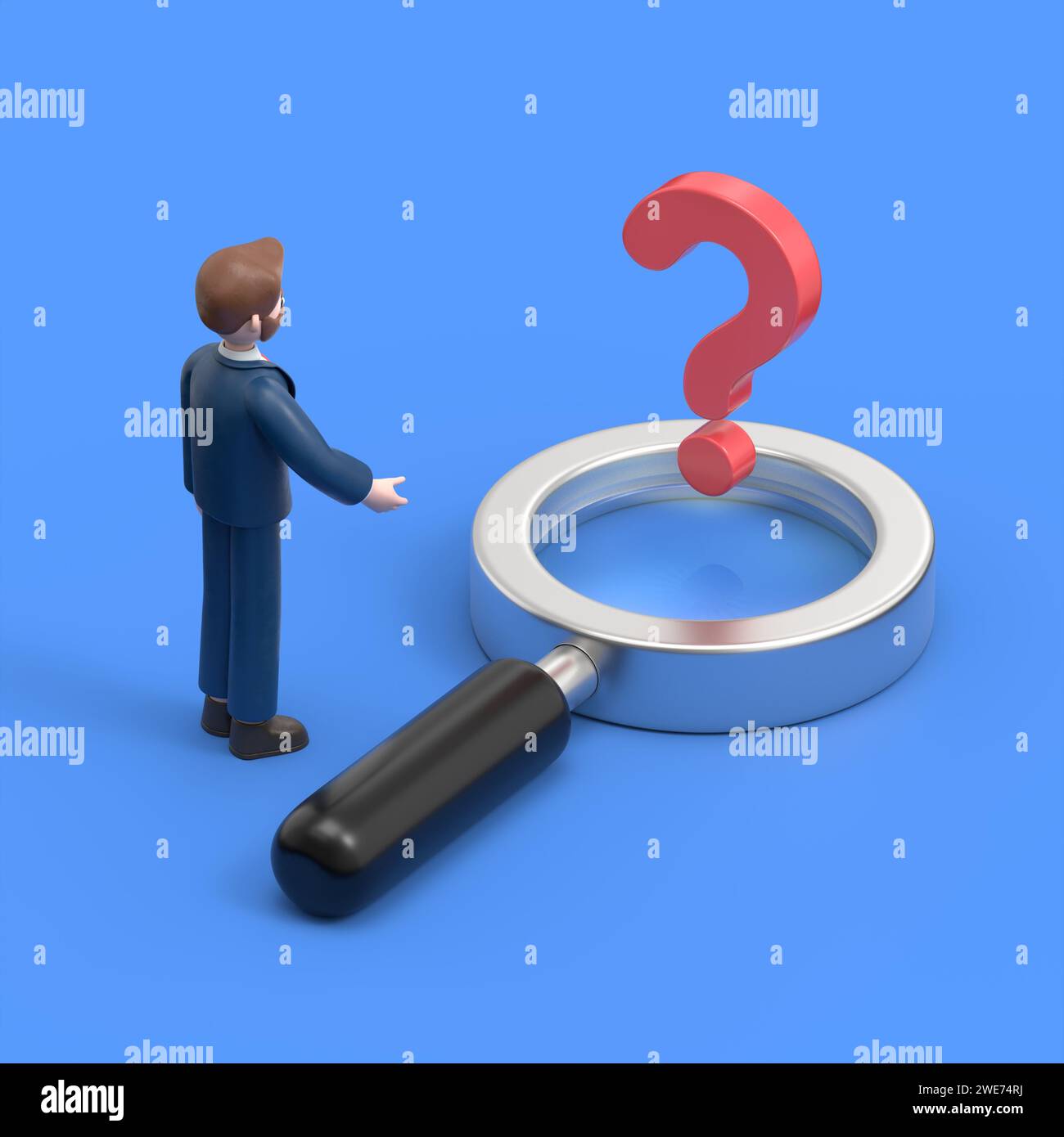 3d business man for blue question mark hi-res stock photography and ...