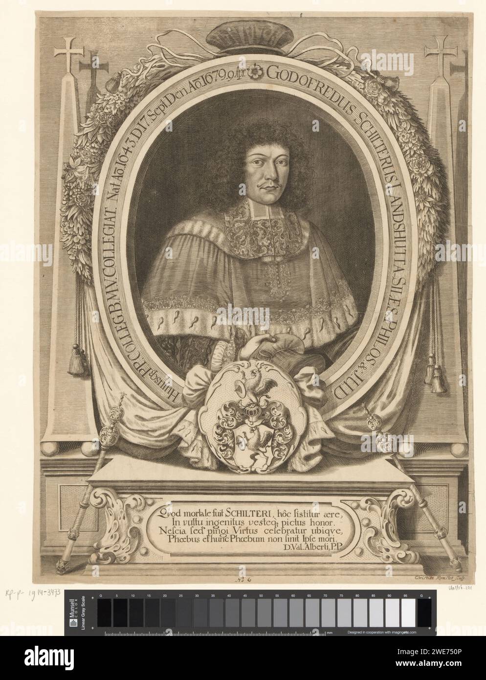 Portrait of Gottfried Schilter, Christian Romstet, 1665 - 1721 print ...