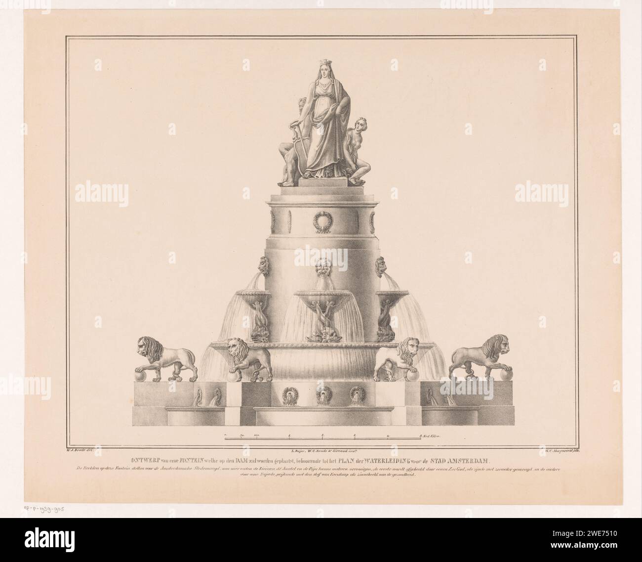 Monument for the Volksgeest from 1830-1831, Willem Charles Magnenat, Before 1856 print The ...