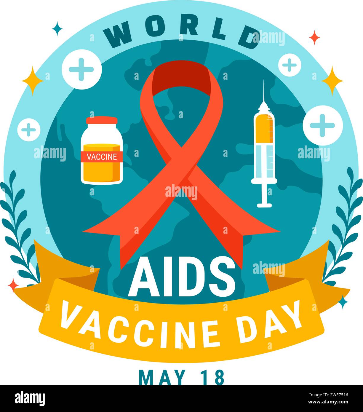 World Aids Vaccine Day Vector Illustration on 18 May with Injection to ...