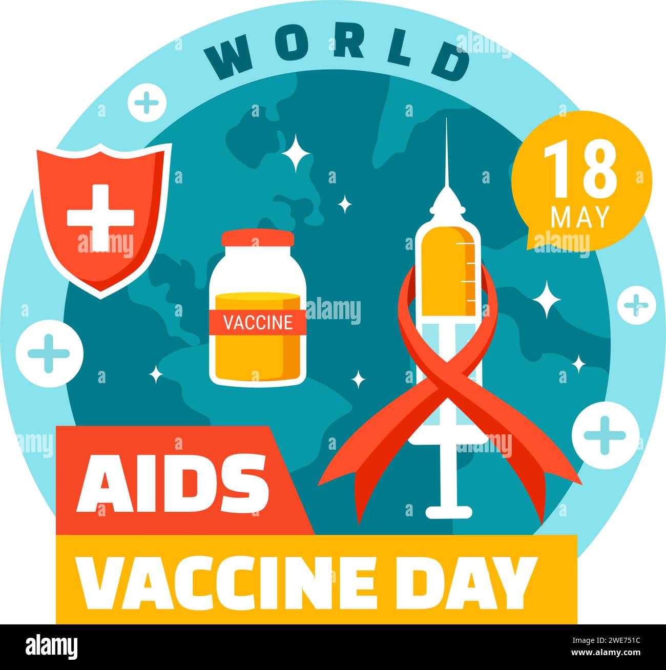 World Aids Vaccine Day Vector Illustration on 18 May with Injection to ...