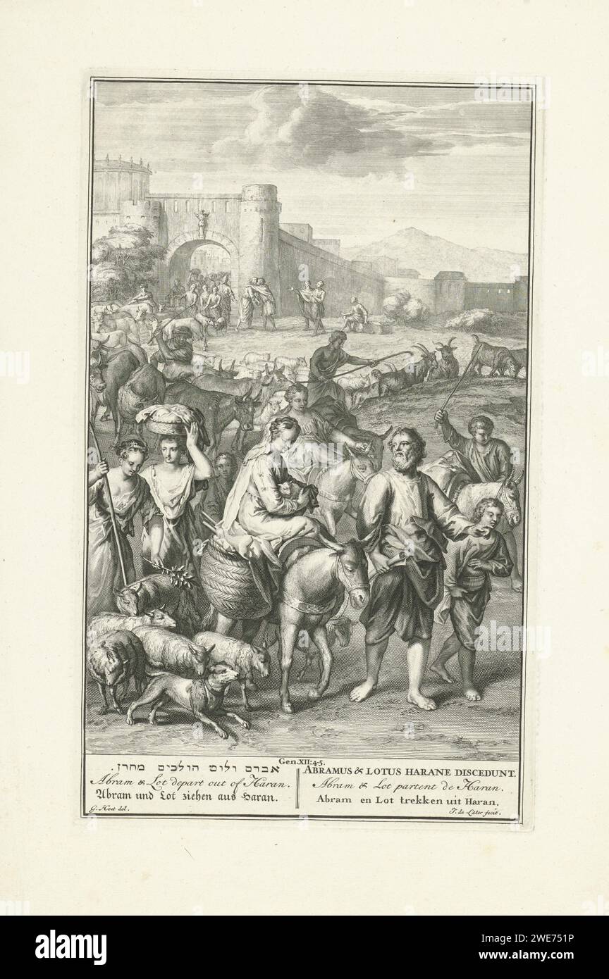 Abraham and Lot leave Haran, Jacob de Later, after Gerard Hoet (I ...