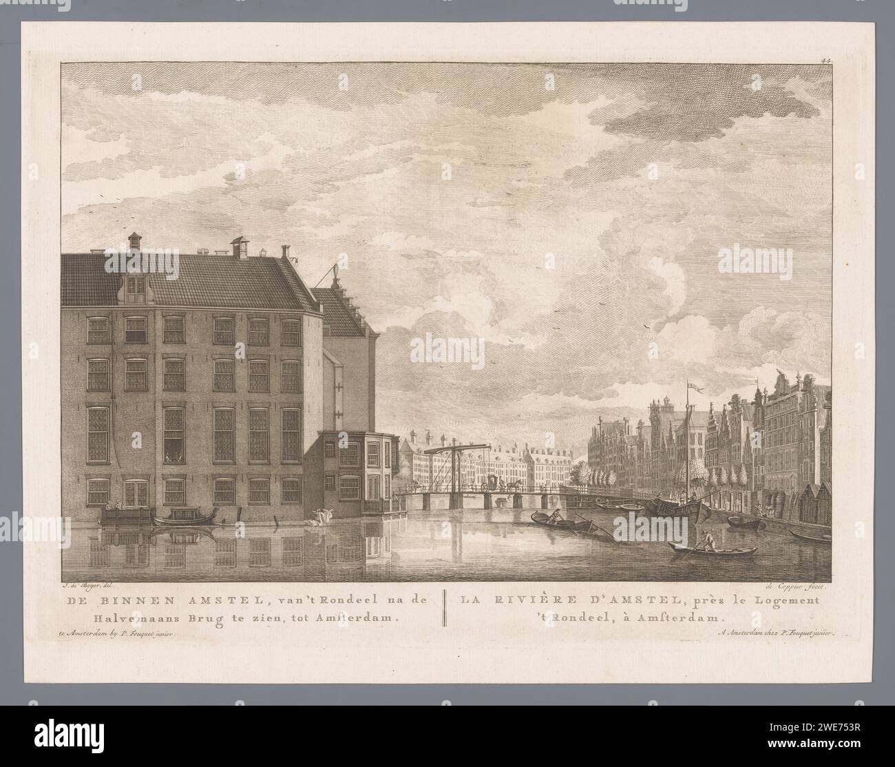 View of the Binnen -Amstel and the Halvemans Bridge in Amsterdam, De ...