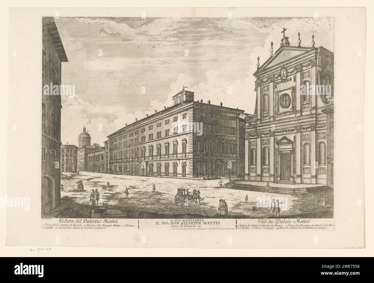View of the Palazzo Mattei, in Rome, Anonymous, After Jean Barbault ...
